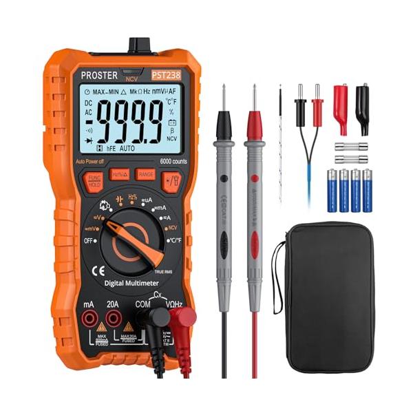 多機能オレンジ/-/T28B・パッケージ個数:1・真の有効値マルチメーター本6000カウント テスターはAC/DC電圧、AC/DC電流、抵抗、静電容量、周波数、デューティ比、温度を測定することができます。また、NCV（非接触電圧）、ダイオー...