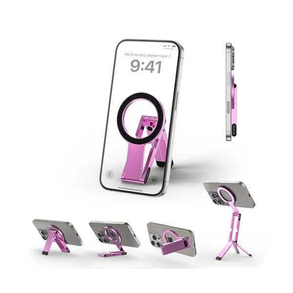 ピンク/-/-・Color:ピンク・超強力磁気、安定感抜群Ulanzi MA60 はMagSafe用スマホ三脚は業界最強磁力の磁石を使用して、超強力磁気で、簡単に脱着しません、安定で安心に使用いただけます。片手でわずか0.1秒簡単に取付です...