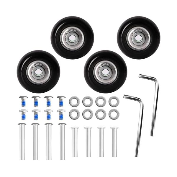 45mm*18mmブラック/Medium/JL-101-BLA-45x18・Style:45mm*18mm・スーツケースタイヤキット内容：[1]PUゴム用ホイール4 個：ホイールサイズは45/18 mm、内蔵ボールベアリング内径6 mm、全...