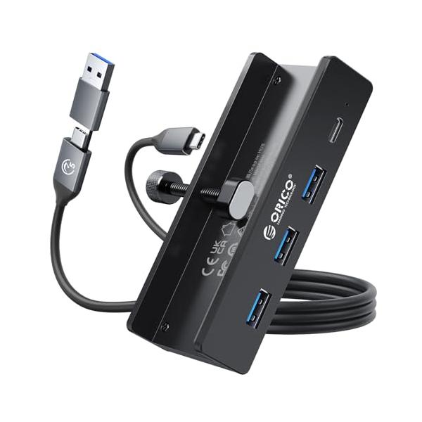 ブラック/-/ORICO-MH4PC-10-BK-BP-JP・Color:ブラック・クランプ固定式、省スペースクランプとUSB C ハブはネジで組み合わせる設計で、工具を使わずデスクやモニターに設置、省スペースのデザインです。固定する部分が...