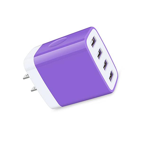 コンパクトPurple/-/PT-WC-13・Color:Purple・★AC充電器＆4ポート同時USB電源は合計5V/4.8Aと各ポート最大5V/2.4Aにより、iPhone 純正の充電器(5V/1A)より倍速くなります。4ポート搭載なの...