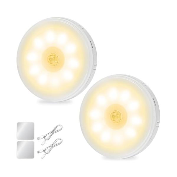 自動点灯ホワイト/2個セット/-・Size:2個セット・(???)??色温度3000K電池容量1000mAh消費電力0.5W定格電圧5V材質ABSセンサー感知範囲120°、0-3メートル器具光束50lm包装内容センサーライト×2、USBケー...