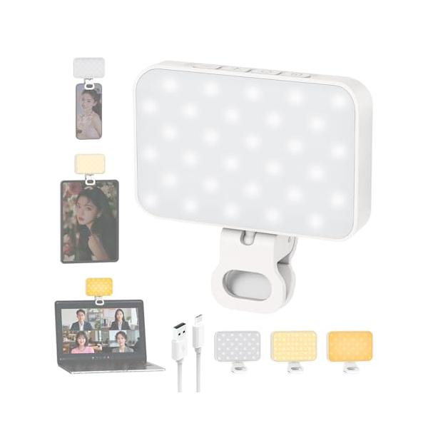 白い/-/XJ76-JP・Color:白い・優れた補光効果&amp;3色10段調光60個のLED灯珠により240lmの明るさを実現いたします。CRI90+の高発色性で、化粧の色合いや衣料の柄など被写体の色を忠実に再現いたします。3000K（...