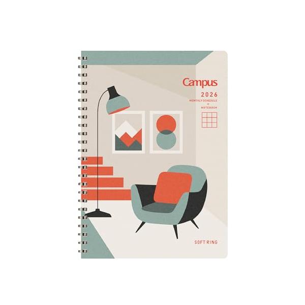 インテリア柄/A5/ニ-SMNL2-A5-26・Color:インテリア柄Size:A5・パッケージ個数:1・期間 月間：2025年12月〜2027年3月 (月曜始まり)・サイズ A5：タテ210×ヨコ148mm・枚数 80枚 紙質 上質紙(...