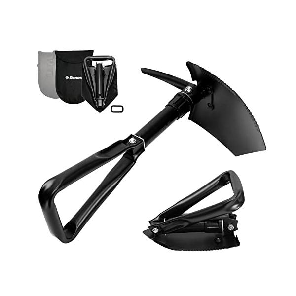 つるはし付ブラック/-/-・Style:つるはし付・サイズ全長:約58cm；収納サイズ:約25x16x7.3cm;S50C高炭素鋼を採用し、熱処理と防錆処理が施されているため、耐熱性と耐食性に優れ、高い強度と耐久性を持っています。・D型フッ...