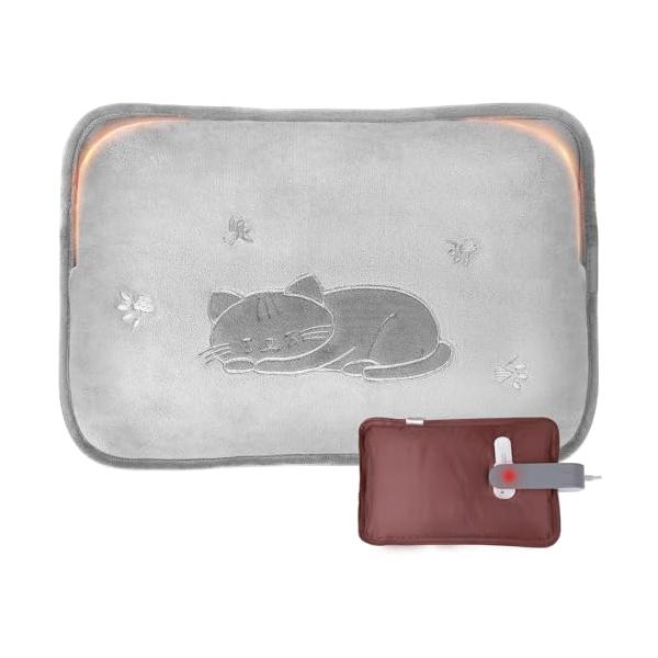 猫ライトグレー/Lサイズ/CR-D・Color:ライトグレー・????進化版・特大サイズ湯たんぽ・長時間保温?MOOLOTYの2025年進化版湯たんぽは、ポケットの保温カバーがアップ！?サイズ（約縦37cm×横25cm）が大きく、保温性が高...