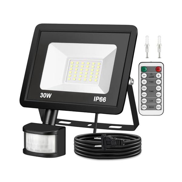センサーライト 屋外 防水30W/-/OutdoorLight-30・Color:30W・人感と明暗センサー搭載ライトは人感センサーを搭載し、人や動物の動きを感知し、人が近づく（感知距離0〜10メートル、距離調整）、自動点灯する。人が歩いた...