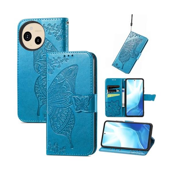 ブルー/AQUOS Sense10/AQUOS Sense9 / sense10・Size:AQUOS Sense10Color:ブルー・適用型番AQUOS Sense9 / sense10 SH-53E SHG14 用の 手帳型ケース、対...