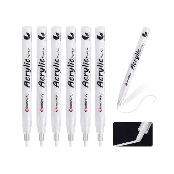 ホワイト 6個入り)/1.2mm/-・Color:ホワイト 6個入り)Size:1.2mm・0.5mmホワイトペン：3本セット、ニードルチップのホワイトペン。 精密な描画や筆記に最適です。 なめらかな書き心地で、細部まで鮮明に描け、鮮やかな...