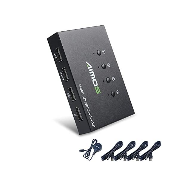 4入力4出力USB切替器-/USBスイッチャー4入力4出力/usb 切替器 4台・Style:4入力4出力USB切替器・4台のパソコンで4台のUSBデバイスを共有この4ポートUSB共有スイッチを使用すると、ケーブルの頻繁なやネットワーク共有...