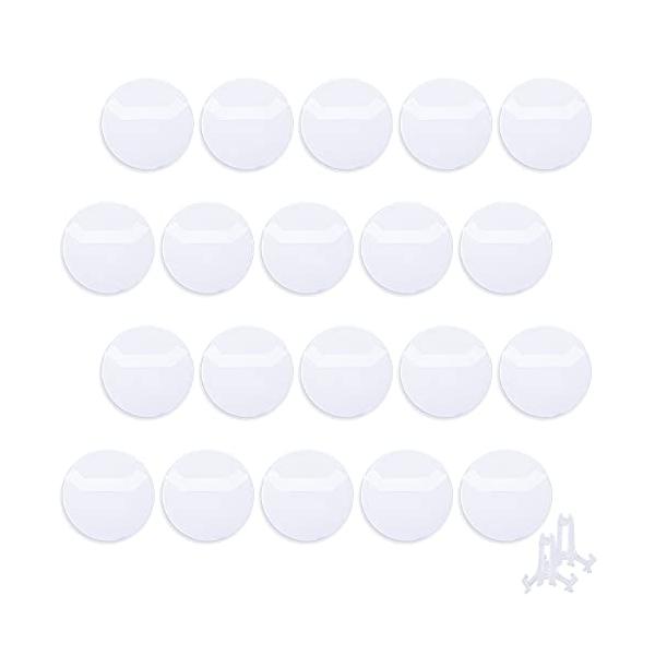 透明/54mm用-20枚セット/-・Size:54mm用-20枚セットColor:透明・割引パッケージサイズ：円形60mm(缶バッジ54mm用)、量：20枚、材質：PVC。このアイテムには、2つの追加の高品質展示スタンドが付属しています。・...