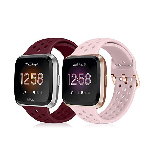シンプルクリムゾン+サンド/-/-・Color:クリムゾン+サンド・Fitbit Versa /Lite/SEに適用し、長さは5.5-8.1in（13.97-20.57cm）インチ、多数の手首サイズに適用します。・Fitbit Versa ...