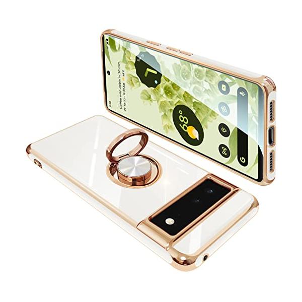 ホワイト/Google PIXEL6/-・Size:Google PIXEL6Color:ホワイト・高品質のTPU素材に適合するGoogle Pixel6 用のケース リング スマートフォン専用保護カバー 。高弾性TPU素材を採用、日常生活...
