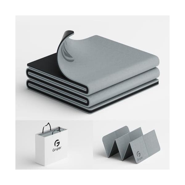 灰色ブラック/-/-・Color:灰色ブラック・?5秒簡単収納、省スペース&amp;持ち運びに便利な折りたたみヨガマット普通の丸めて収納するタイプと異なって、折りたたみヨガマットは持ち運びや収納にもっと便利！ヨガマット折り目ラインで様々なポ...