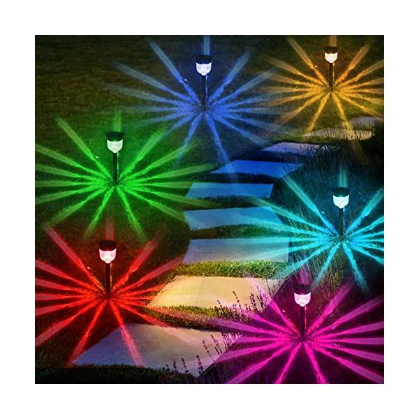 自動点灯Multi-colored/４個/-・Size:４個・おしゃれな雰囲気綺麗な放射線状のヒカリを地面に写し出して、自動的に色が変化して、ずーっと眺めていたい位綺麗です。 自動的に点灯・消灯・防水光センサーが付いていますので、昼間になっ...