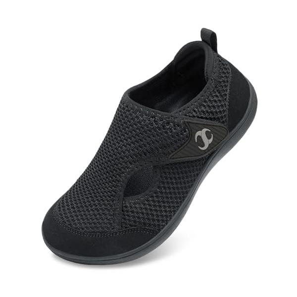 レジャーブラック/25.0 cm 4E/JP-JW44-Black-39・Size:25.0 cm 4EColor:ブラック・幅広ウォーキングシューズ: 従来のウォーキングシューズのつま先と比べて、この女性用裸足シューズはつま先が広いデザイ...
