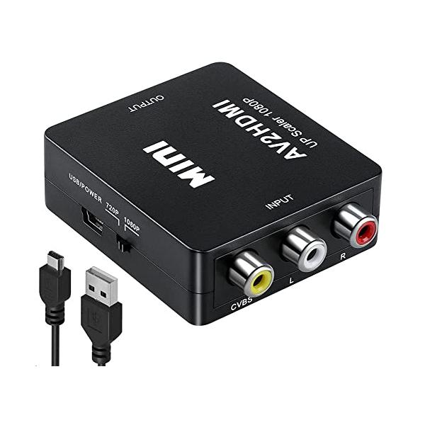 白赤/RCA to HDMI/DS-AV2HD・パッケージ個数:1・AV→HDMIコンバーター:アナログRCAコンポジット(赤、白、黄色)入力をHDMI 720P/1080P(60HZ)出力に変換します。 RCAからHDMIプロジェクター/...