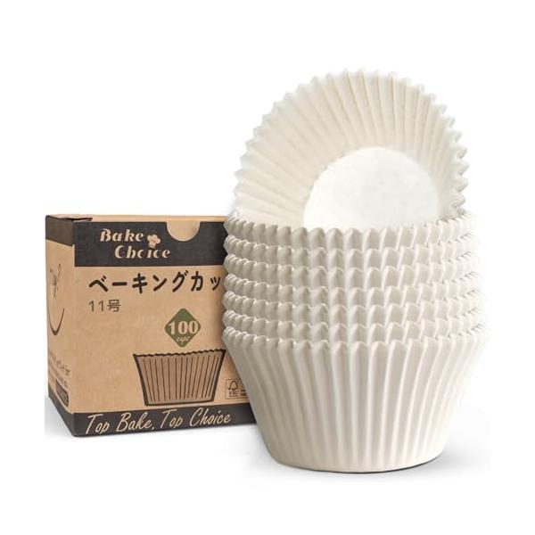 白色/白色11号丸/BC-JP・Size:白色11号丸・本体サイズ（1枚あたり）: 底径6.5cm、開口部直径10cm、高さ5cmの11号のベーキングカップです。100枚入れで、ボリューム満点のマフィンを作りに最適！・信頼できる素材＆ブラン...