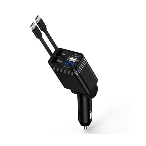 ブラック/-/-・Color:ブラック・急速充電〜4-in-1 多機能（USBポートx1+Type-Cx3）4ポートの組み合わせusb車充電器により、4台のスマートフォンを同時にフルスピード充電することができます。また、iSmart機能を搭...