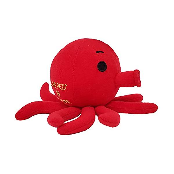 レッド/サイズ：16cm×9cm×11cm/469・パッケージ個数:1・音が鳴るタコのぬいぐるみ型ペットトイ・タコの８本の足は、犬だけでなく、猫ちゃんやフェレットも大喜びです。・タコはキュッキュッ、カシャカシャと音がなります。・A fun ...