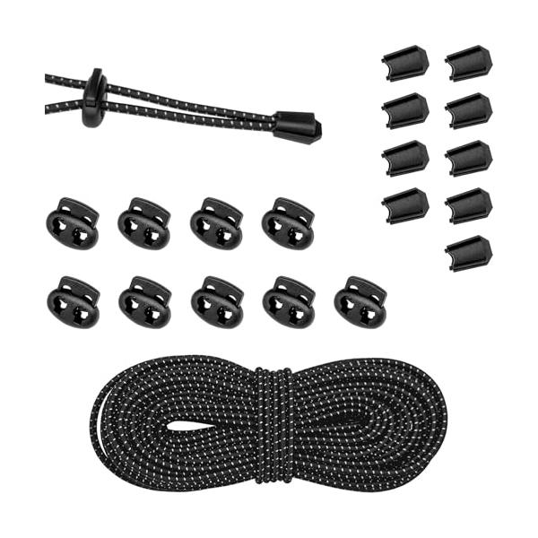 紐径 2.5mm 反射 ブラック 21点/小型穴3.8mm+紐径2.5mm/F10251094・Color:紐径 2.5mm 反射 ブラック 21点・パッケージ個数:21・21点仕様アウトドア ゴムロープ 長約10m（幅約2.5mm3mm3...