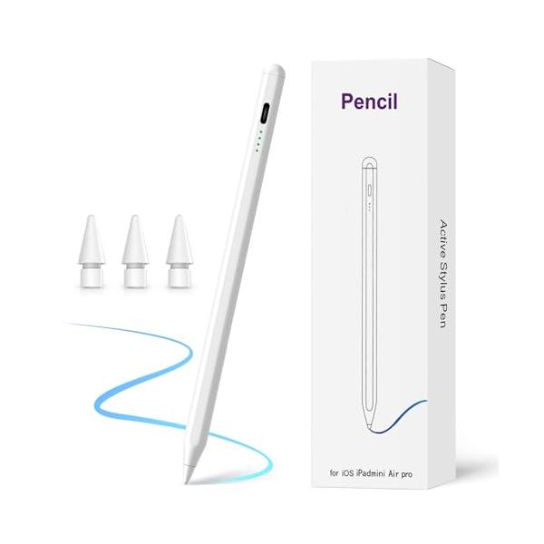 ホワイト/-/電量表示ライト・Color:ホワイト・2026最新型0延遅タッチペンipad専用タッチペンは高感知＆高精度のセンサーを搭載し、鉛筆のような自然な書き心地と、なめらかな操作がポイントです。直径1.5mmと極細のペン先は、描画・書...