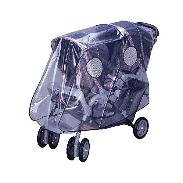 透明/1個 (x 1)/10055107・パッケージ個数:1・縦並び型二人乗りベビーカー用レインカバー
