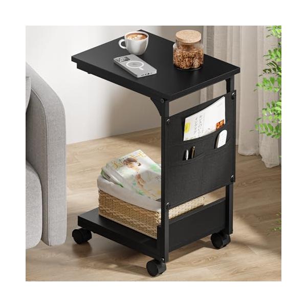 ブラック/幅37×奥行き26×高さ54(キャスター付き)/LQ-BJ・Color:ブラック・??サイドテーブル仕様組み立て後のサイズ(cm)：幅37×奥行き26×高さ54(キャスター付き)；本体質量約3.3kg；移動しやすく場所も取らずジャ...