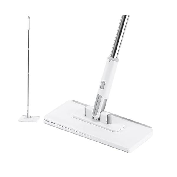 ホワイト/大型モップ/DHTB-1・便利なティッシュデザインこのモップは、ワンタッチで簡単にティッシュをできるデザインが特徴です。プッシュボタンを押すだけで、湿ったティッシュやドライシートを素早くすることができます。これにより、手を汚さずに...