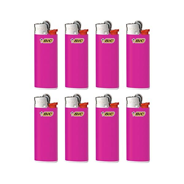 ピンク-/-/J25E-PNK8P・Style:ピンク・ライターの種類：ガスライター・本体サイズ：高さ6.1cm×幅2.1cm×奥行き1.1cm 素材：デルリン樹脂、スチール・本体重量：10g・着火回数(目安)：1 450回・入り数：8本