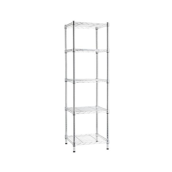 キャスターなしクロム/5段スリム/WSF-LD-161654-CW-5・Color:クロムSize:5段スリムStyle:キャスターなし・パッケージ個数:1・サイズ:幅41cm x 奥行き41cm x 高さ137cm。キッチン、パントリー、...