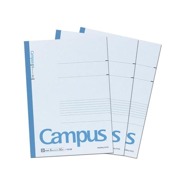 3冊B罫/1号(A4)/ノ-203BX3・Color:B罫PatternName:3冊・パッケージ個数:1・行数:41行・サイズ:1号(A4)・罫内容:中横罫・寸法:210×297×4mm・キャンパスノートA4サイズ・B罫・30枚(ノ-20...