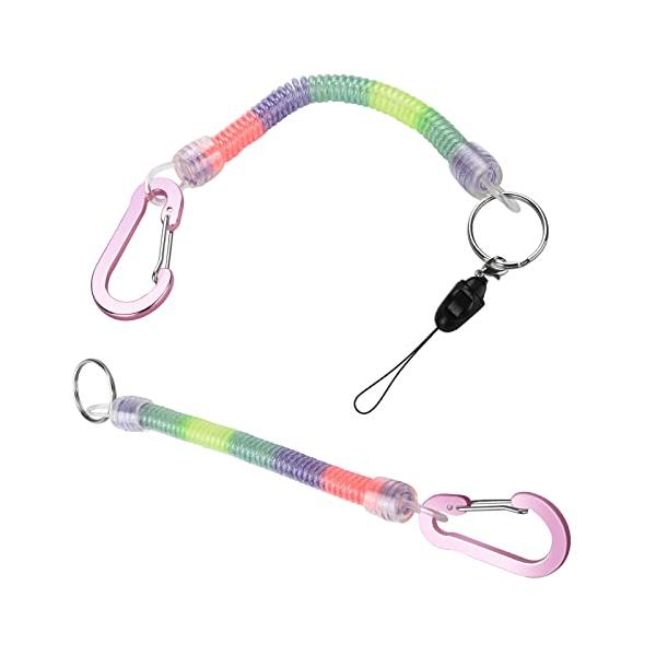 おしゃれレインボー/約110cm/-・Color:レインボー・★最大耐荷重:約5kg 伸びる長さ:最長約110cm 色：虹色・★コイルストラップは優れたTPU材料を採用し、内部に虹色のナイロンが通し、断線や劣化に強く、長く使えます。何度も引...