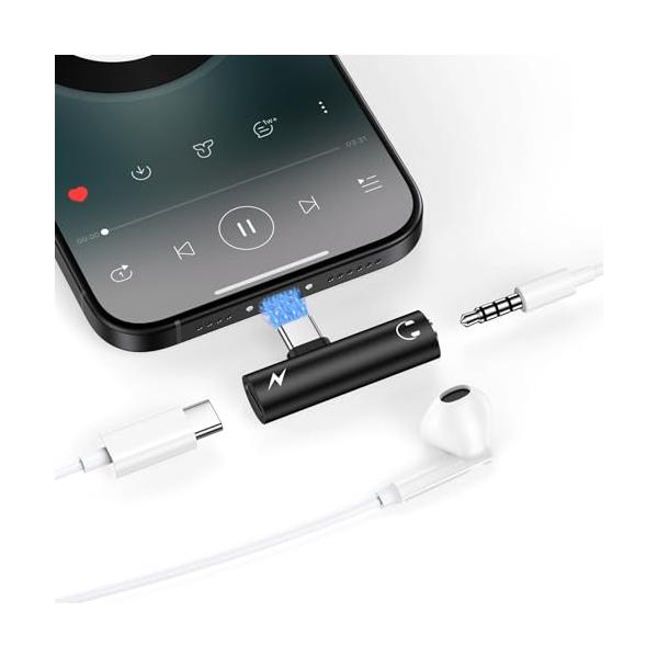 黒い/-/-・Color:黒い・充電しながら音楽再生！2in1変換アダプターType-Cポートが1つしかないスマートフォンやタブレットでも、もう不便を感じる必要はありません。本製品なら、PD60Wの高速充電に対応しつつ、イヤホンジャック（3...