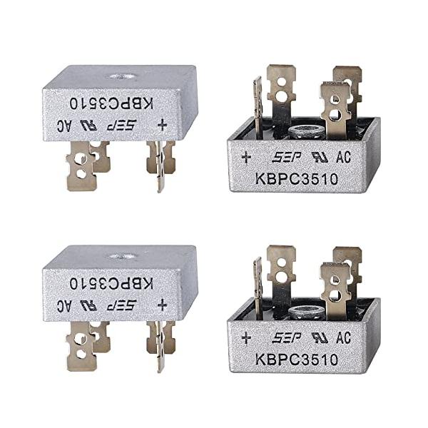 -/KBPC3510/-・Size:KBPC3510・ブリッジ整流器　-　KBPCシリーズ・セット内容：4個*KBPC3510ブリッジ整流器・KBPCシリコンブリッジ整流器は、逆電圧が1000Vとなっています。・この整流器は、順電流が35A...