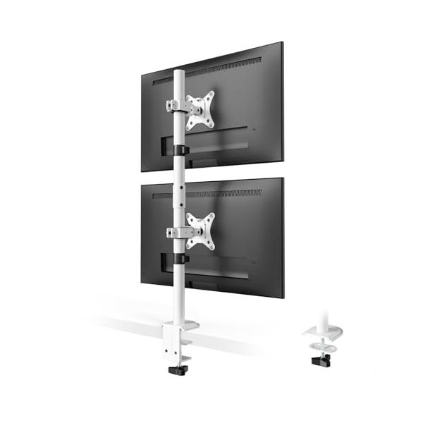 ホワイト/32インチ　ホワイト/BSMA-20PW・Size:32インチ　ホワイトColor:ホワイト・商品仕様：本製品は最大32インチまでの液晶ディスプレイを上下に2枚配置できるデュアルモニターアームです。最大の特徴は80cmのロングポー...