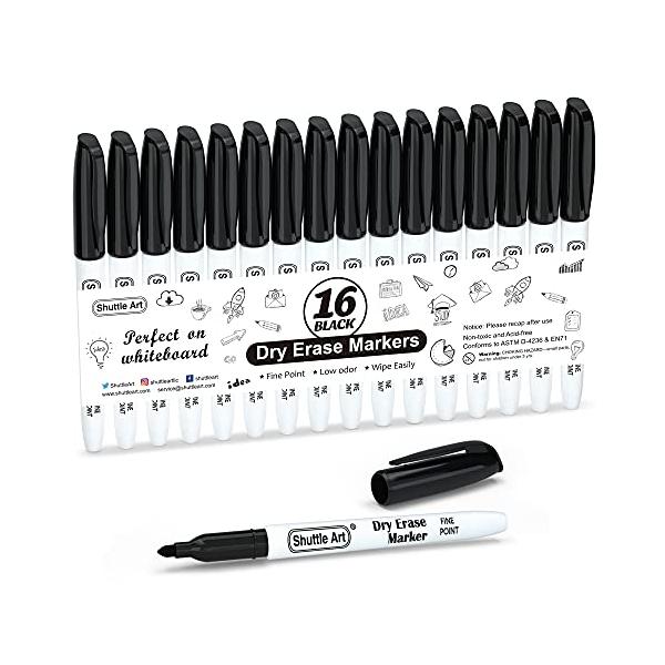 細字16パック。/16 Pack/-・16 ブラックファインチップ: Shuttle Art 15 パック ブラック ドライイレースマーカー 細字ペン先、教室やカウンシル室のマーカーを簡単に読み取ることができます。 ドライイレースマーカーを...