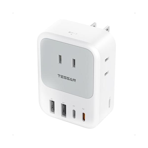3AC+5USB+PD 30Wグレー/3AC+2USB-A+3USB-C/TS-WS02JP01・Size:3AC+2USB-A+3USB-C・「高出力対応usb充電タップ」：本体にPD 30Ｗ高速充電（USB-C2）を搭載し、さらにUSB...