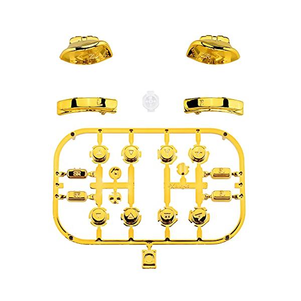 クロームゴールドグロッシー/クローム系/-・Color:クロームゴールドグロッシー・パッケージ個数:1・スイッチジョイコンに完全にフィットするカスタムデザインの互換フルセットボタン部品。Joycon本体ケースとサムスティックなどその他のパー...