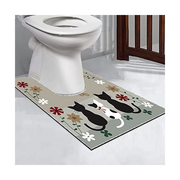猫柄/60*90cm/250424toliet mat・Color:猫柄・柔軟快適・踏む心地良いトイレマットは、柔軟で快適な素材を使用しています。素足で使用しても、靴下を履いていても、その柔らかな感触が心地よく、立っている時や踏んでいる時に...