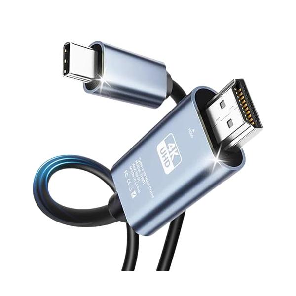 高品質＆高耐久性Type-C HDMIケーブルが質感の高いアルミ合金シェルを採用、ケーブルは耐久性に良いナイロン材料製なので、損傷しにくく長期間使用できます。接続するだけで手軽に利用できます。（注：1、この製品のType-Cインタフェースは...