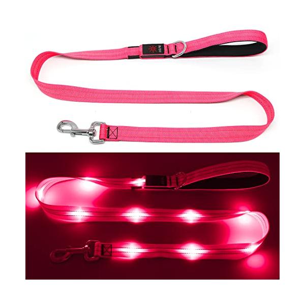 ピンク/ワンサイズ/-・Color:ピンク・??非常に明るく、より安全 - 2024年製の新しいランプビーズを採用。500フィートの視認性により、犬が交通の中で見やすくなります。犬用のLEDリードを使用すると、夜の散歩であなたとあなたの犬の...