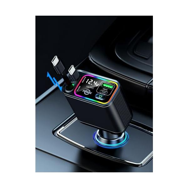 ブラック/Type C+Type C/-/GC08・Color:ブラック/Type C+Type C・?高出力145Wで高速充電車充電器PDMAXのシガーソケット車載充電器、USB-Aポート+ USB-Cポート、さらにType-Cケーブル2...