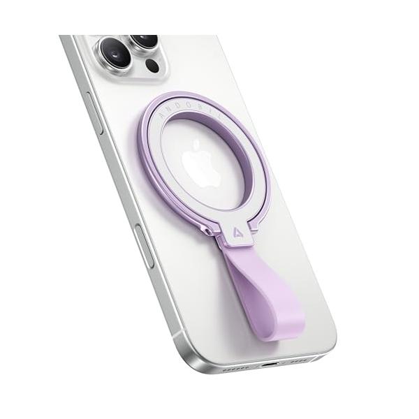 パープル/-/MagStand Pro-Purple・Model:MagStand Pro-Purple・より快適な視野角・より快適な暮らし市販の小型スマホリングでは縦置きができなかったり、縦置きの角度が足りなかったりする問題を解決するため...