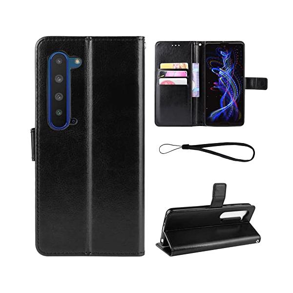 手帳型ブラック/AQUOS R5G/-・Size:AQUOS R5G・対応機種For AQUOS R5G 908SH SH-51A SHG01 用のケース 手帳型 レトロの 財布型 カバー。・スタンド機能＆収納機能横置きスタンド機能が付いて...