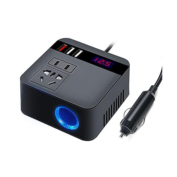 変換アダプターブラック/多機能インバータ/-・Size:多機能インバータ・パッケージ個数:1・多機能インバータ2個の2.1 A 1個の3.0 A USBインタフェース＋AC 110 V出力ソケット＋2個のソケット。スマートフォン、タブレット...