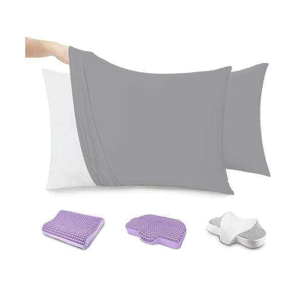 .グレー/43×63位の枕適用/TLZT-ZQ33・Color:.グレーSize:43×63位の枕適用・パッケージ個数:1・「のびのび~素材で」 このピローカバーはポリエステル95％ +ポリウレタン 5%の素材を採用、まるで着慣れたTシャツ...