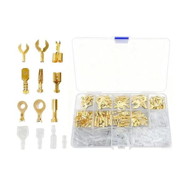 ゴールド（280pcs）/-/-・Color:ゴールド（280pcs）・優れた材質本製品高品質な真鍮製+ 絶縁スリーブ採用し、た優れた電気伝導性と耐久性がある圧着端子です。・セット内容合計135個セット、プラスチック収納ケース付き。6.3m...