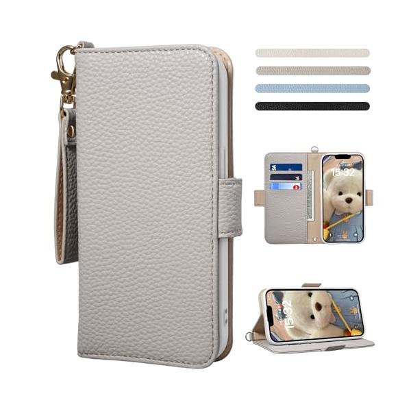 グレー/iPhone 16e/-・Size:iPhone 16eColor:グレー・対応機種iPhone16E[★6.1inch]専用全面保護手帳型ケースです。収納でき、ストラップ付き、サイドマグネット、スタンド機能付きの手帳型スマホケース...