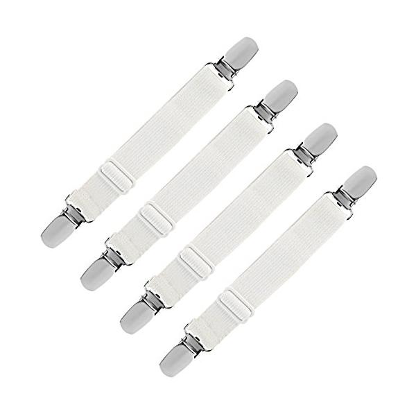 ホワイト/ストレートタイプ 白 4本/-・Size:ストレートタイプ 白 4本・便利性アイロン台カバー、ベッドシーツ、ソファークッション、敷き布団にしっかりと保持でき、さまざまな機能を備えています。このクリップがあれば、もうシワを心配するこ...